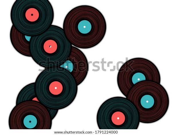 Vinyl Records Falling Vector Musical Background Stock Vector (Royalty ...