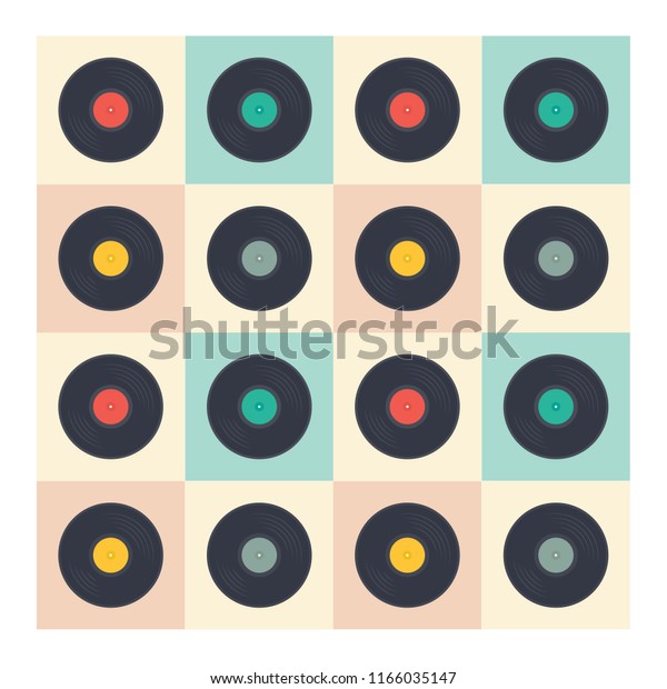 Vinyl Records Seamless Pattern Retro Music Stock Vector (Royalty Free ...