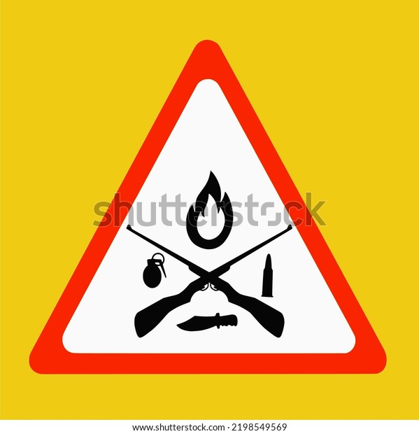 Violence Warning Triangle Symbol Weapon Gun Stock Vector (Royalty Free ...