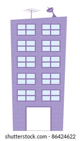 Violet Building Cartoon Isolated Over White Stock Vector (Royalty Free ...