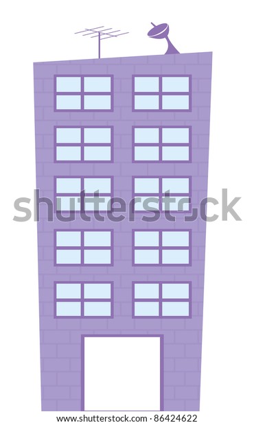 Violet Building Cartoon Isolated Over White Stock Vector (Royalty Free ...