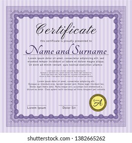 Violet Certificate Diploma Template Background Detailed Stock Vector ...