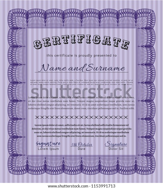Violet Certificate Template Diploma Template Modern Stock Vector ...
