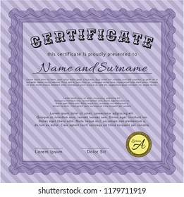 Violet Diploma Template Certificate Template Complex Stock Vector ...