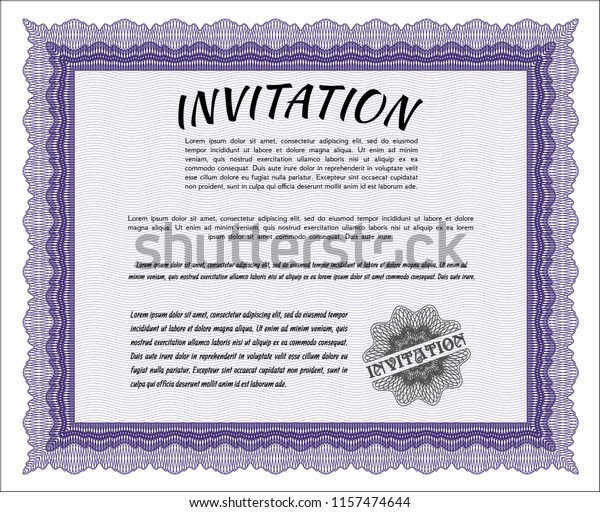 Violet Formal Invitation Background Detailed Money Stock Vector ...