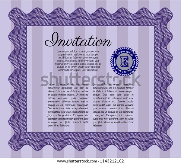 Violet Formal Invitation Linear Background Good Stock Vector (Royalty ...