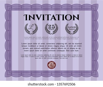 Violet Formal Invitation Perfect Design Linear Stock Vector (Royalty ...
