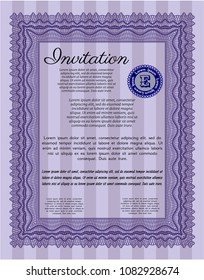 Violet Formal Invitation Template Quality Background Stock Vector ...