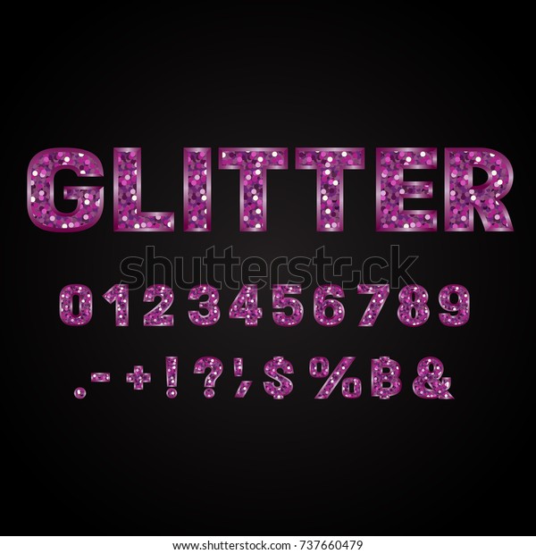 Violet Glitter Alphabet Numbers Vector Illustration Stock Vector ...