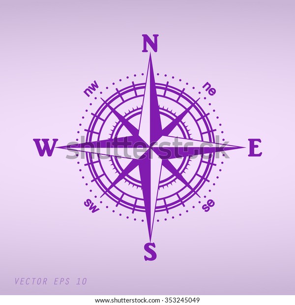 Violet Illustration Compass Rose Stock Vector (Royalty Free) 353245049 ...