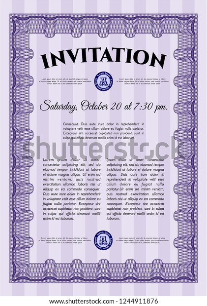 Violet Invitation Template Quality Background Vector Stock Vector ...