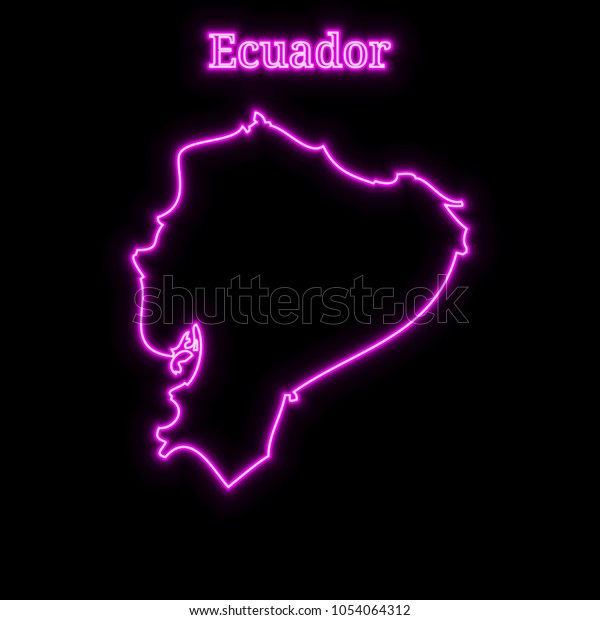 Violet Neon Ecuador Map Silhouette Stock Vector (Royalty Free ...