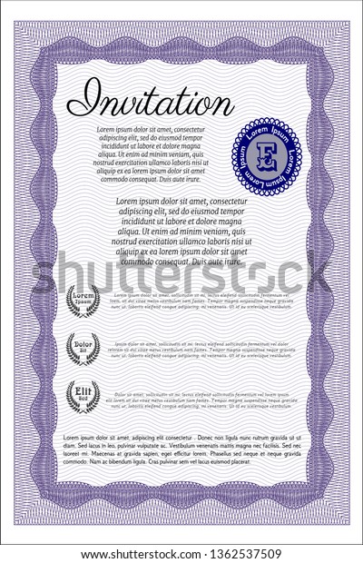 Violet Retro Invitation Quality Background Vector Stock Vector (Royalty ...