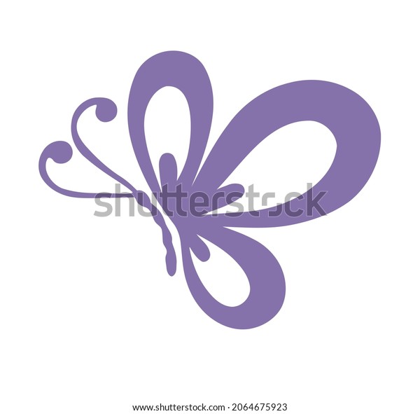 Violet Vector Flying Butterfly Outline Silhouette Stock Vector (Royalty ...
