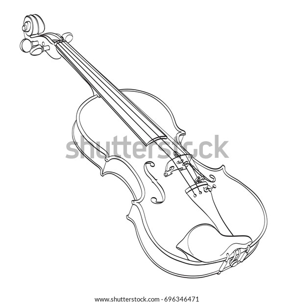 Violin Outline Drawing On White Hand Stock Vector (Royalty Free ...