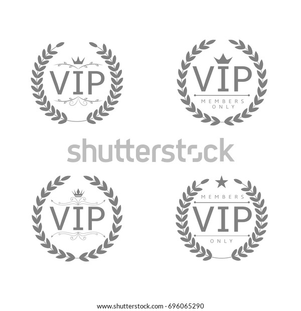 Tarjetas VIP. Juego de flores de laurel, símbolos de glamour de lujo ...
