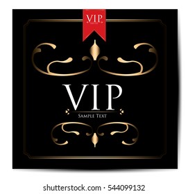 Red Vip Invitation Card Gold Floral Stock Vector (Royalty Free) 422898685