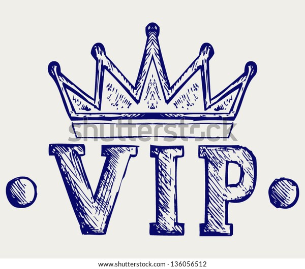 Vip Crown Symbol Doodle Style Stock Vector (Royalty Free) 136056512 ...
