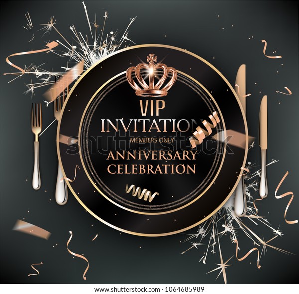 Vip Dinner Invitation Card Cold Confetti Stock Vector (Royalty Free ...