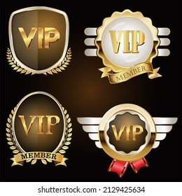 Vip Golden Badge Labels Vector Stock Vector (Royalty Free) 2129425634 ...