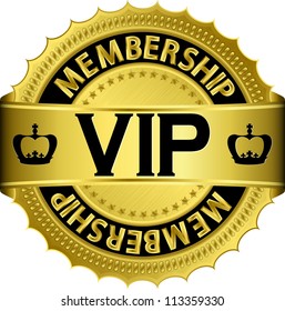 Vip Golden Label Ribbon Vector Illustration Stock Vector (Royalty Free ...