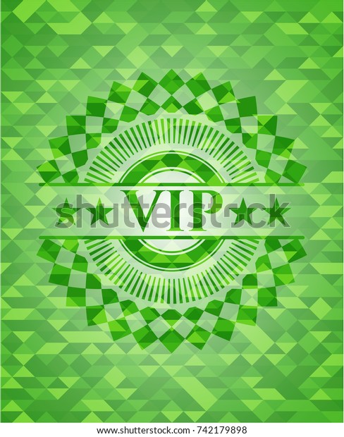 Vip Green Emblem Triangle Mosaic Background Stock Vector (Royalty Free ...