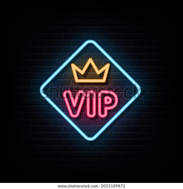 Vip Neon Logo Sign Text Vector Stock Vector (Royalty Free) 2055189872 ...