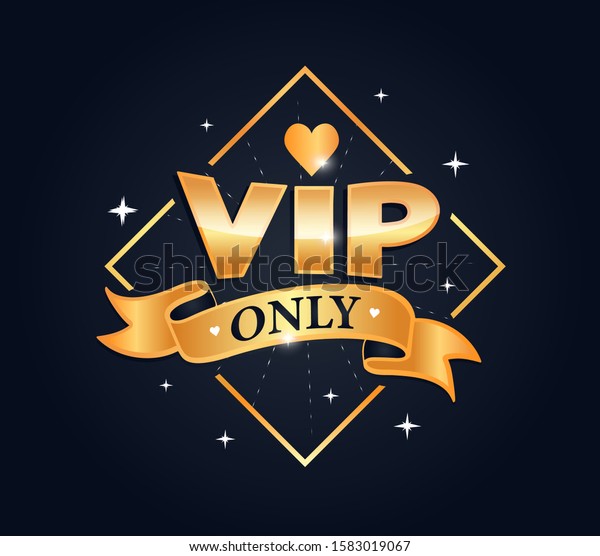 Vip Only Lettering Phrase Logo Stamp Stock Vector (Royalty Free ...