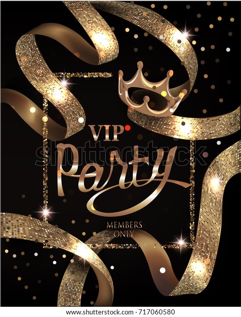 Vip Party Invitation Card Defocused Gold Stock Vector (Royalty Free ...