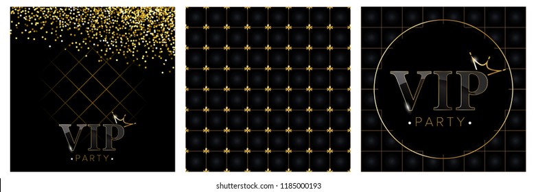 Vip Party Invitation Seamless Pattern Golden Stock Vector (Royalty Free ...