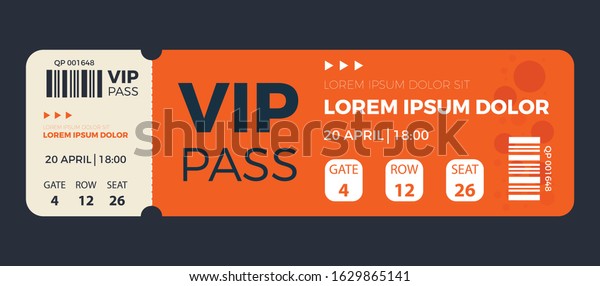 Vip Pass Ticket Vector Illustration Flat Stock Vector (Royalty Free ...