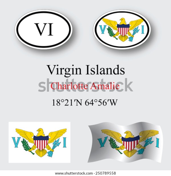 Virgin Islands Icons Set Against Gray Stock Vector (Royalty Free ...
