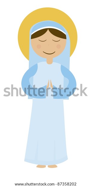 Virgin Mary Cartoon Isolated Over White: เวกเตอร์สต็อก (ปลอดค่า ...
