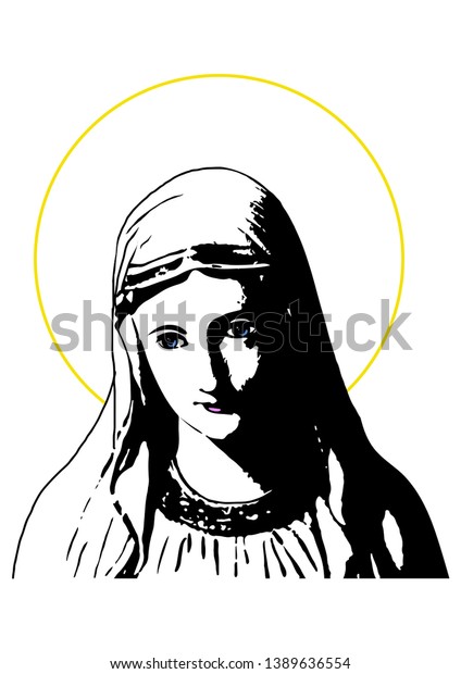 Vector de stock (libre de regalías) sobre Virgin Mary Face Illustration ...