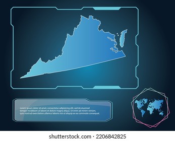 Virginia Map Infographic Technology Blue Color Stock Vector (Royalty ...