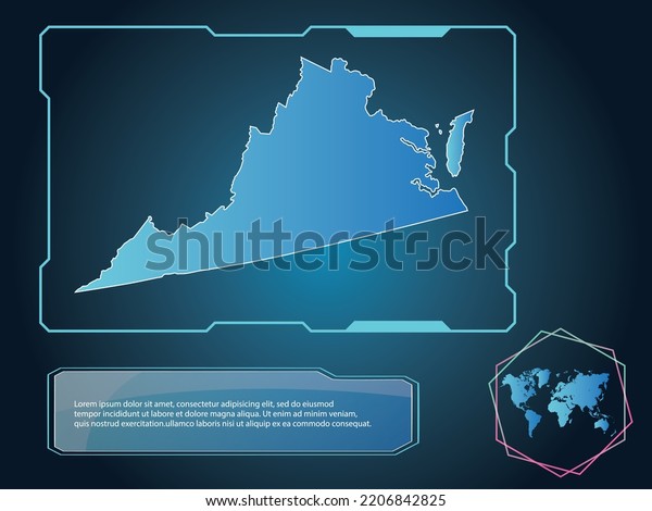 Virginia Map Infographic Technology Blue Color Stock Vector (Royalty ...