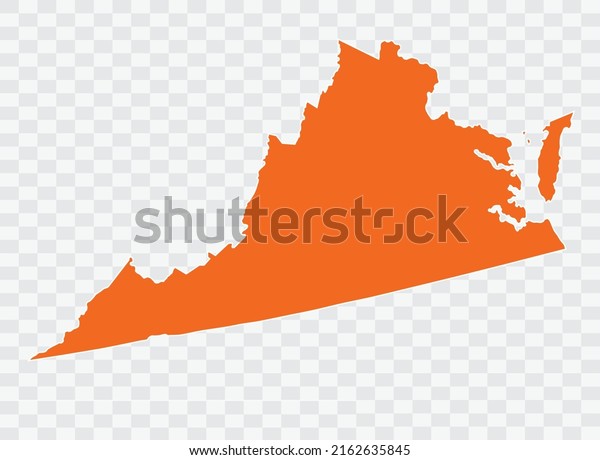 Mapa de VIRGINIA Color naranja en: vector de stock (libre de regalías ...
