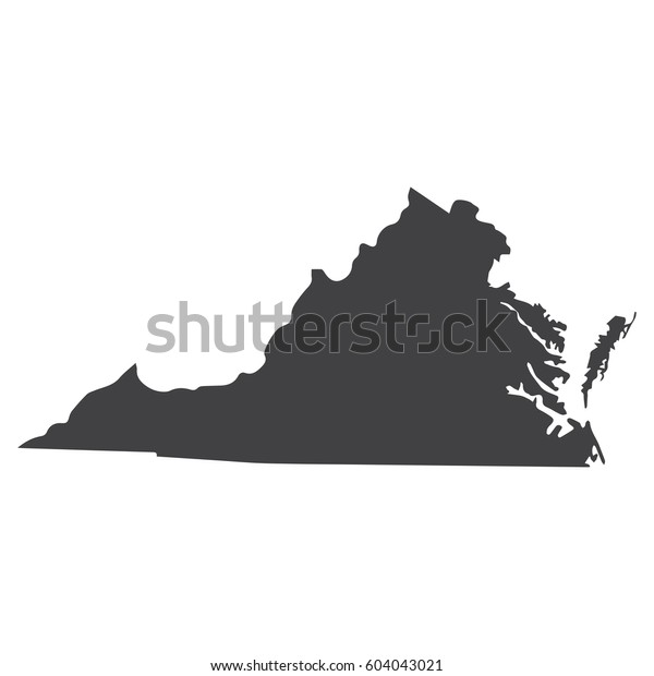 Virginia State Map Black On White Stock Vector (Royalty Free) 604043021