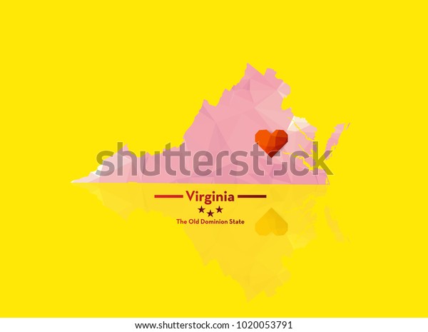 Virginia State Map Polygonal Geometic Red Stock Vector (Royalty Free ...