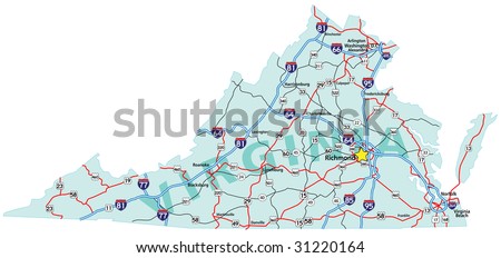Virginia State Road Map Interstates US Stock Vector (Royalty Free ...