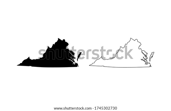 Virginia State Silhouette Line Style America Stock Vector (Royalty Free ...