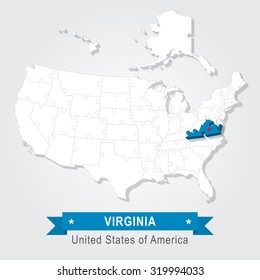 Virginia State Usa Administrative Map Stock Vector (Royalty Free ...