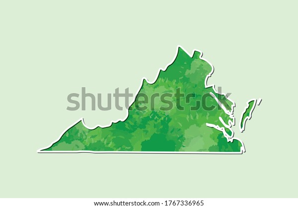 Virginia Watercolor Map Vector Illustration Green Stock Vector (Royalty ...