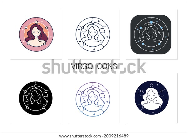 Virgo Icons Set Sixth Fire Sign Stock Vector (Royalty Free) 2009216489 ...