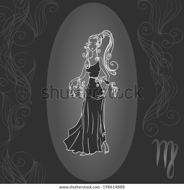 Virgo Zodiac Sign Oval Framevector Illustration Stock Vector (Royalty ...