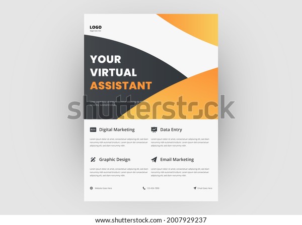 Virtual Assistant Service Flyer Template Virtual Stock Vector (Royalty ...
