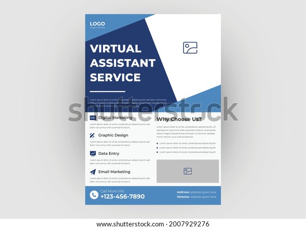 Virtual Assistant Service Flyer Template Virtual Stock Vector (Royalty ...