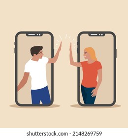 Virtual Hi Five Success Collaboration Remote Stock Vector (Royalty Free ...