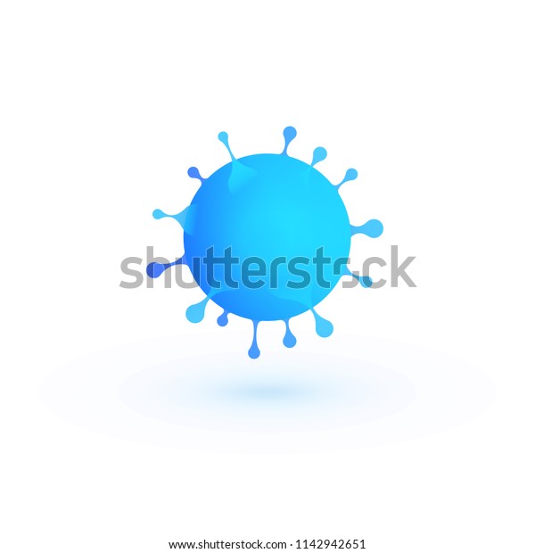 Virus 3d vector illustration, blue bacteria abstract icon, infection ...