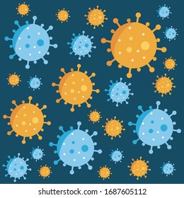 Virus Abstract Vector On Blue Background Stock Vector (Royalty Free ...